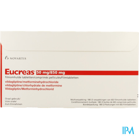 Apotheek Meysen Peer 3990 Peer : Home > EUCREAS 850MG/50MG 180 TABL